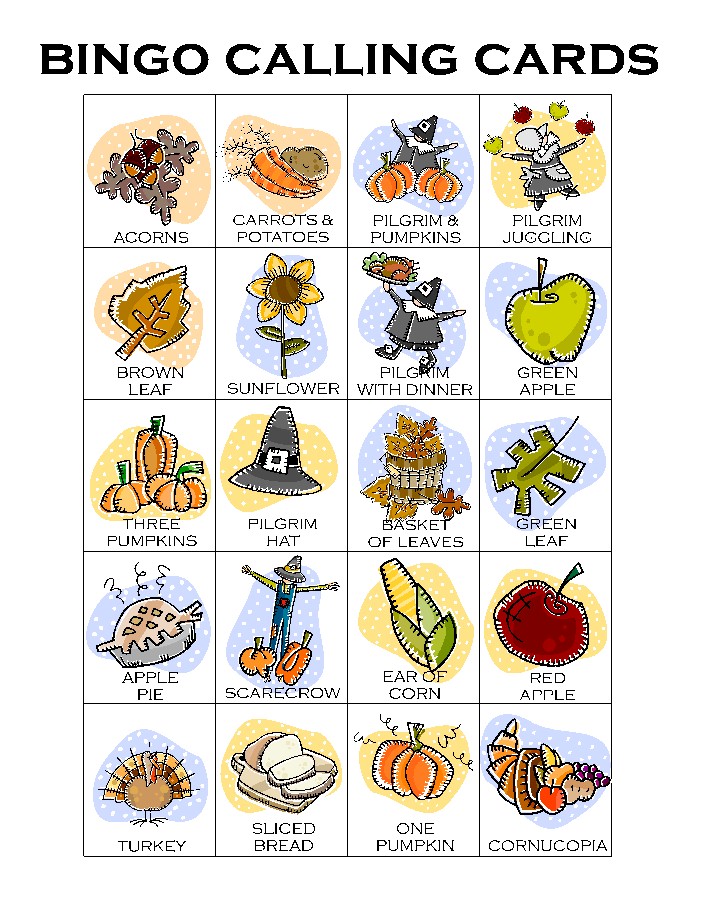 Thanksgiving Bingo Calling Card MakingFriends