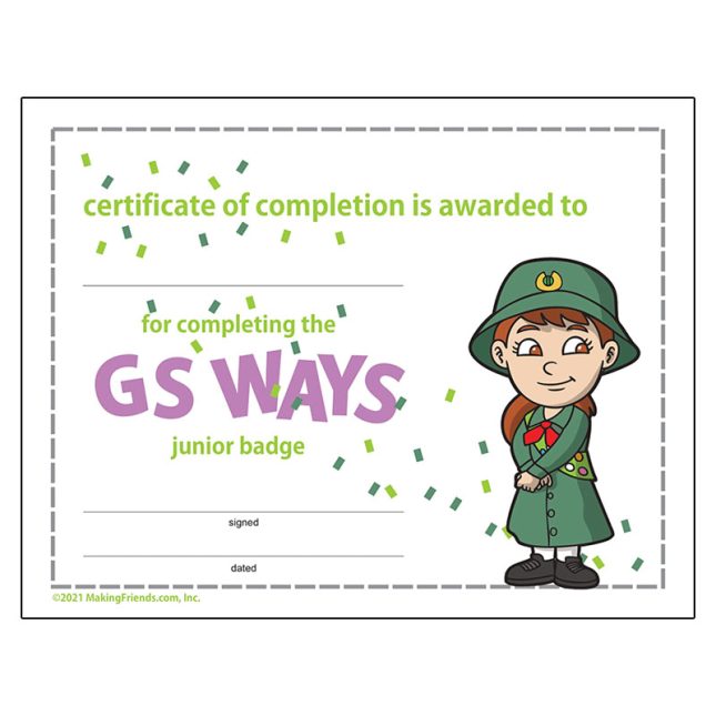 Junior GS Ways Certificate Download - MakingFriends